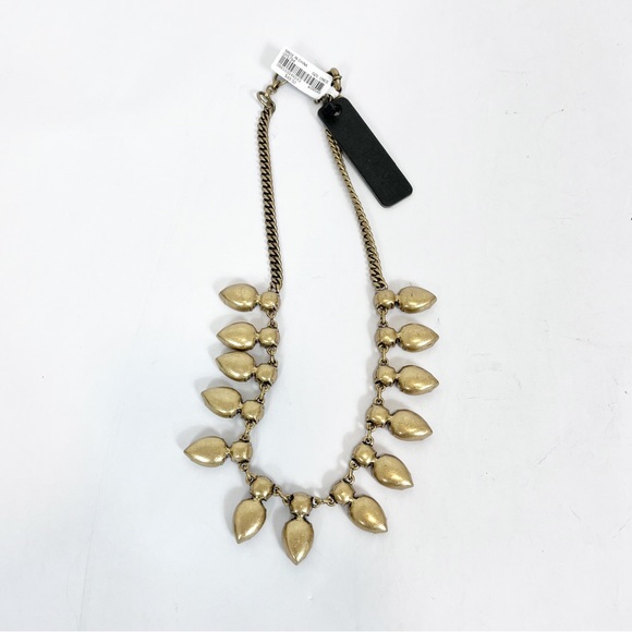 J. Crew | Jewelry | Nwt Jcrew Statement Necklace Gold Rhinestone Taupe Stones Wgold Chain | Poshmark